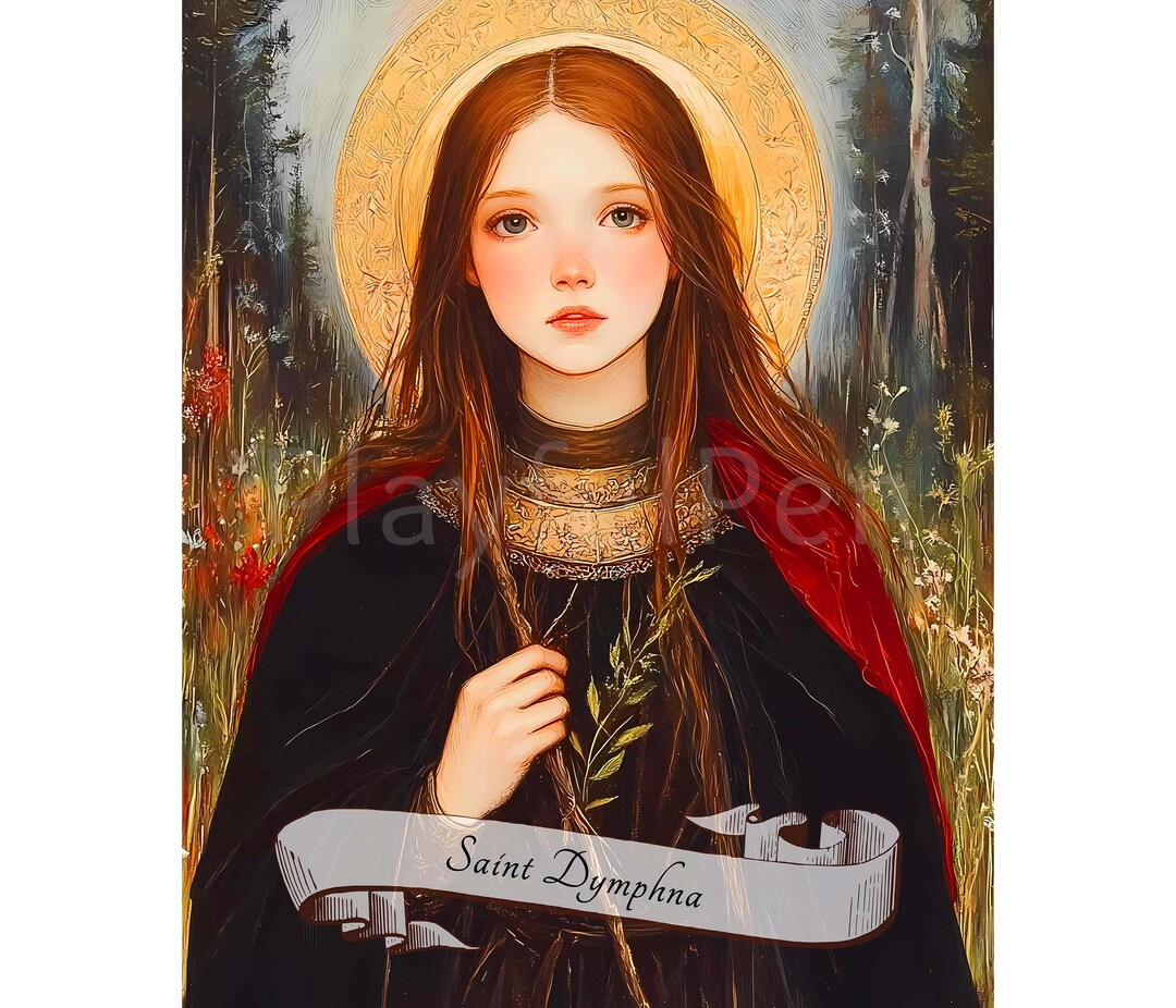 St Dymphna Catholic Saint Poster Print, Printable Wall Art, Digital Download Christian Decor ...