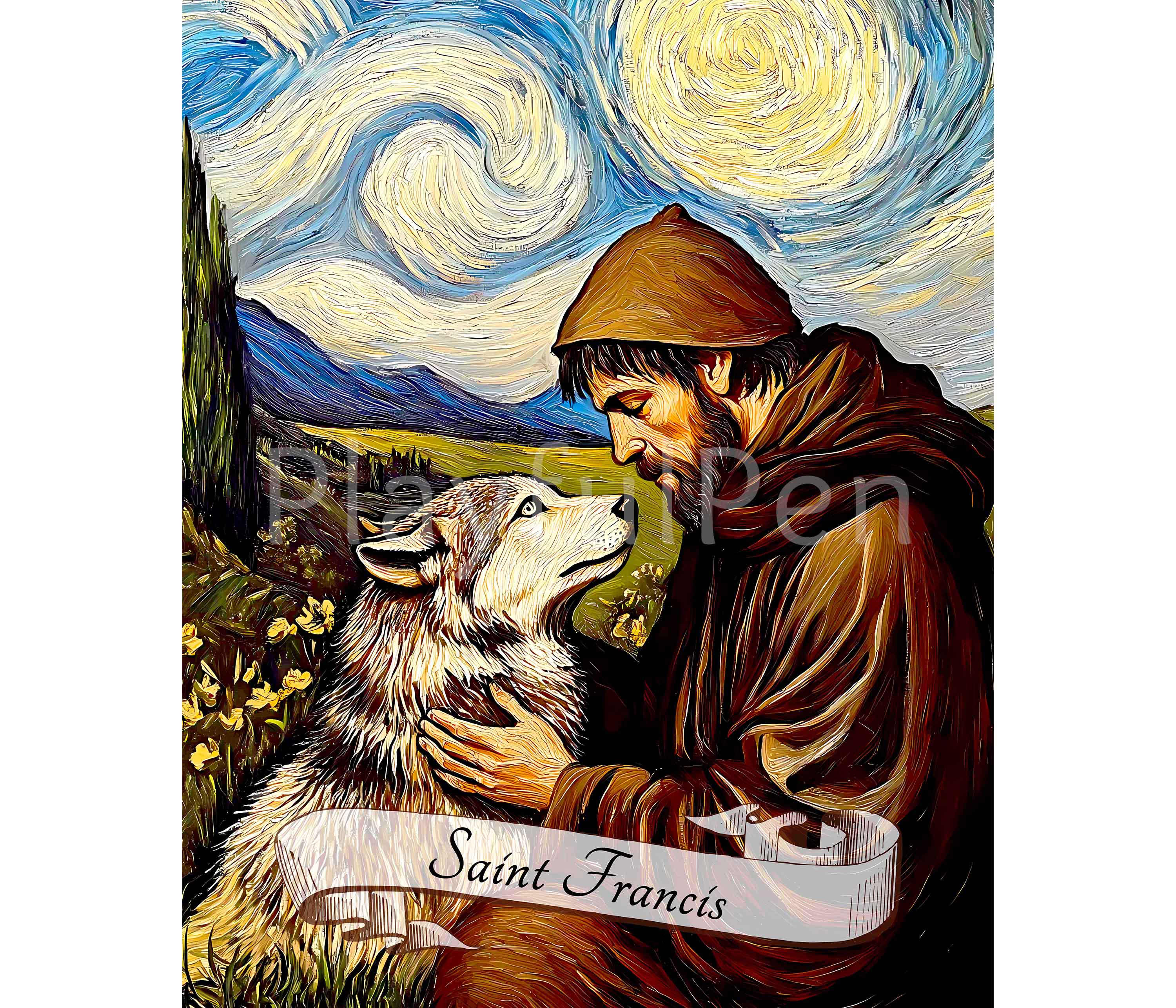 Saint Francis of Assisi Printable Wall Art Print, St Francis and the ...