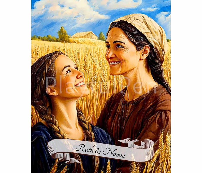 Ruth and Naomi Wall Art Printable, Bible Characters Catholic Printable ...