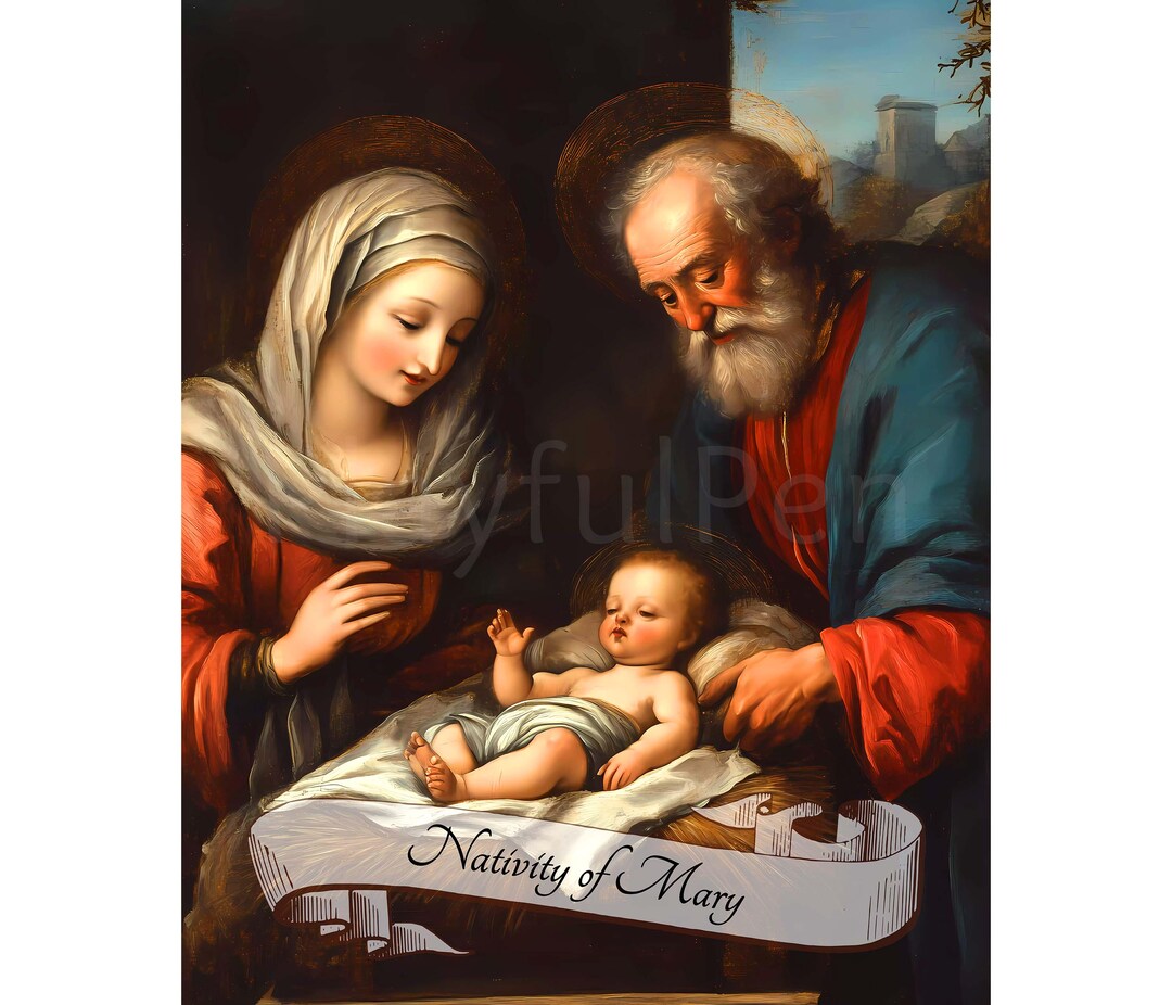 Nativity of Mary Wall Art Printable Poster, Birth of Mary With St Anne ...