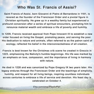 St Francis of Assisi Printable Poster Wall Art, Franciscan Saints ...