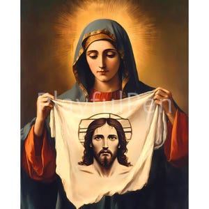 Saint Veronica Wall Art Printable, St Veronica Cloth With Jesus Face ...