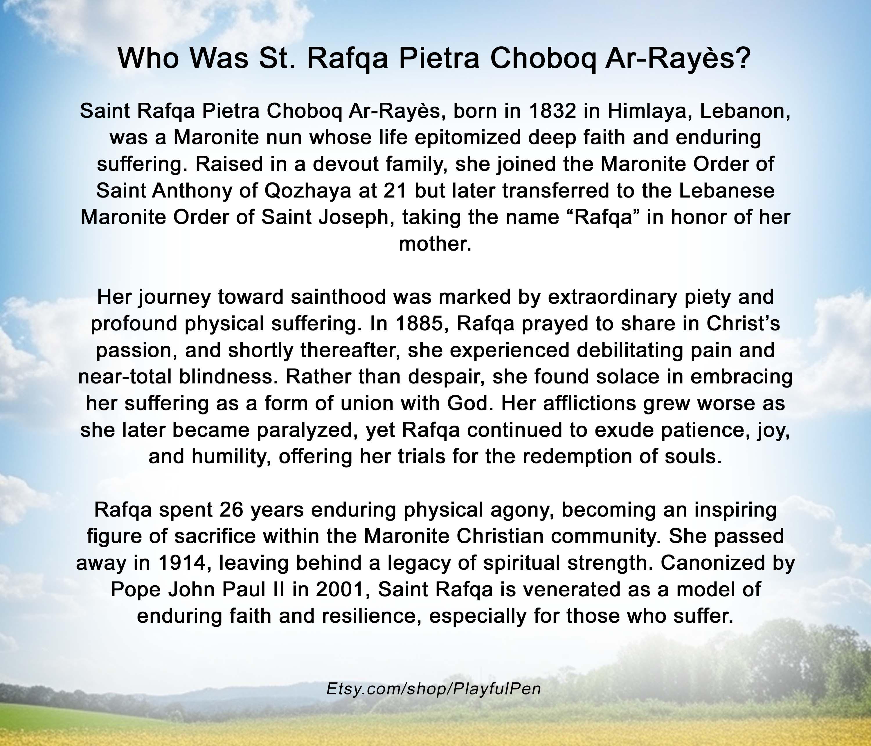 St Rafqa Pietra Choboq Ar-rayes Printable Wall Art, Saint Rafka, Saint ...