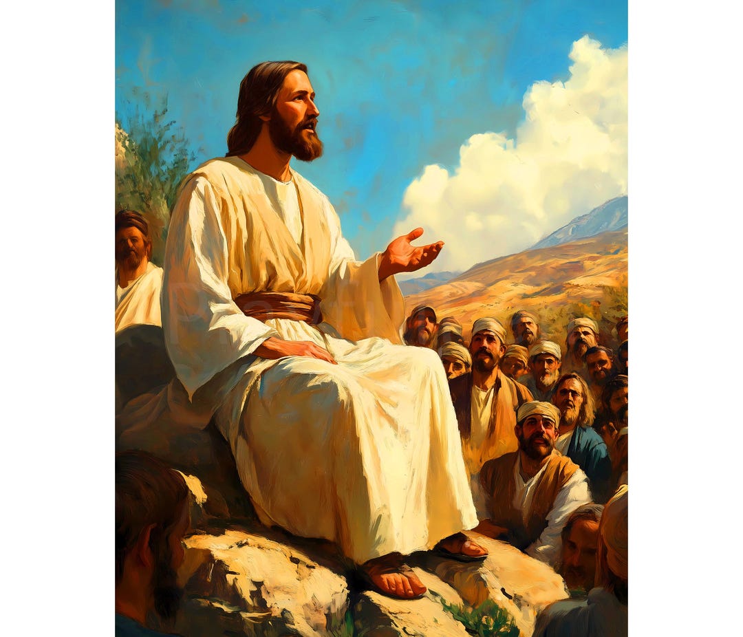 Jesus Preaching the Word Printable Poster, Teachings of Jesus Wall Art ...