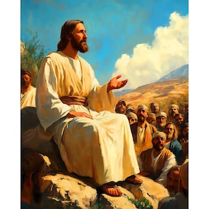 Jesus Preaching the Word Printable Poster, Teachings of Jesus Wall Art ...