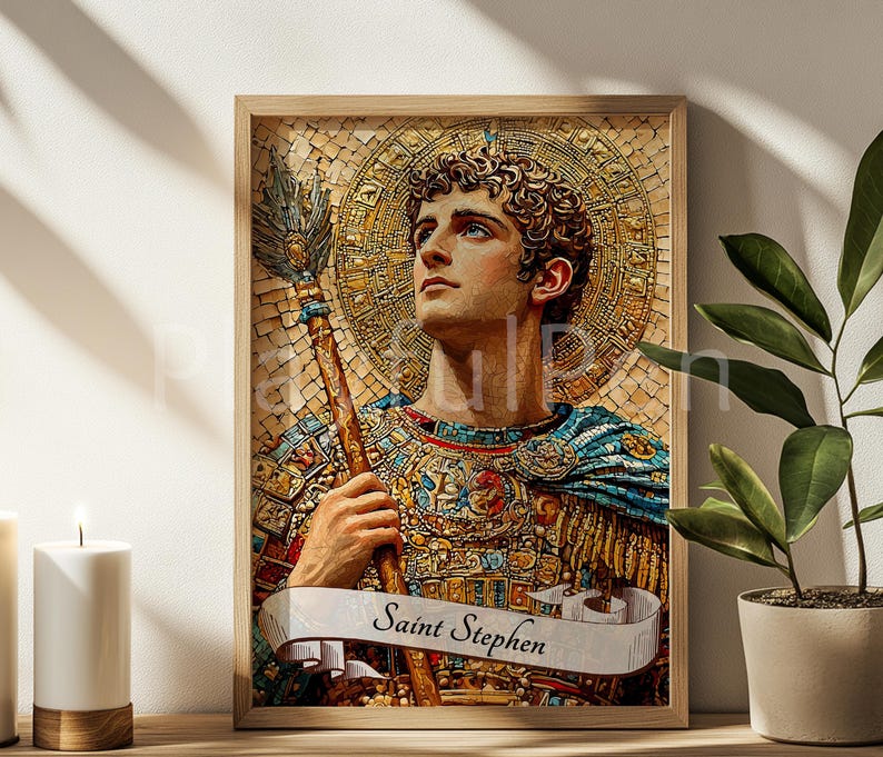 Saint Stephen Printable Wall Art, Catholic Religious Saints Art Print ...