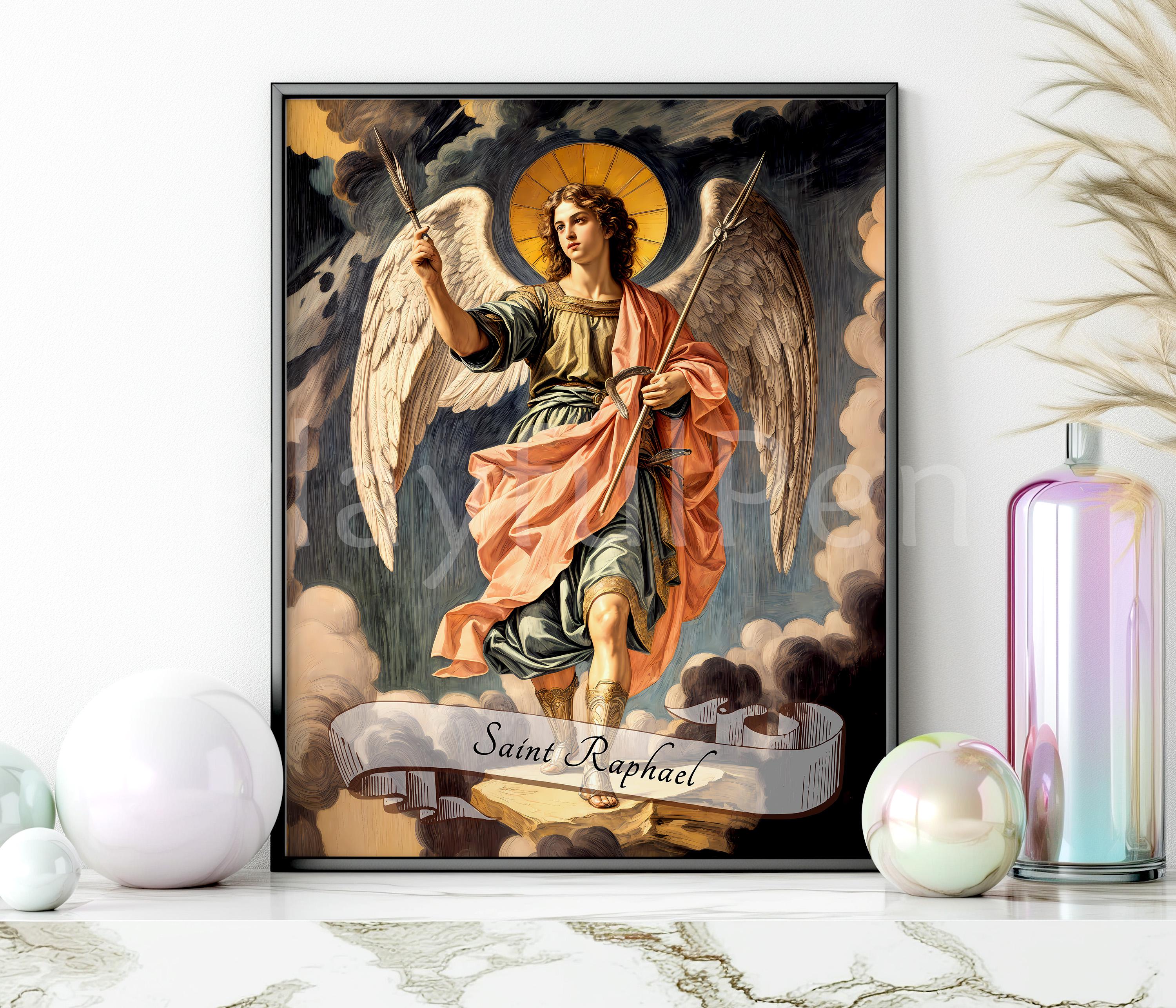 Saint Raphael the Archangel Printable Wall Art, Catholic Poster Print ...