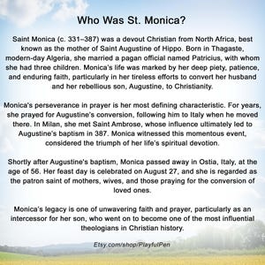 St Monica Wall Art Printable Poster, Saint Monica Mother of Saint ...