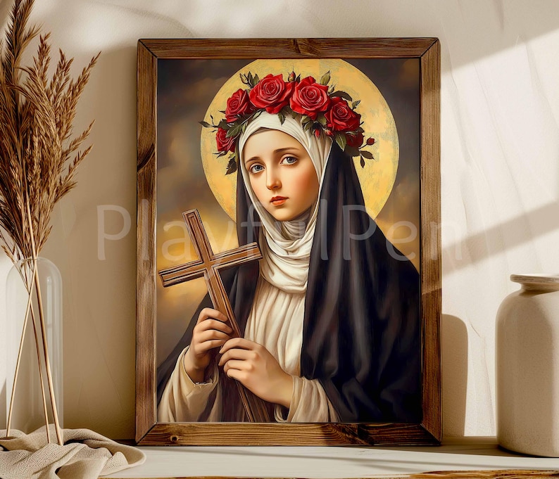 St. Rose of Viterbo Wall Art Printable, Secular Franciscan Saint ...