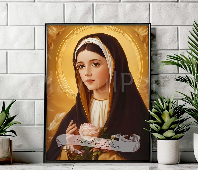 St Rose of Lima Wall Art Printable, Saint Rose of Lima Picture, Catholic Printables Poster Print ...