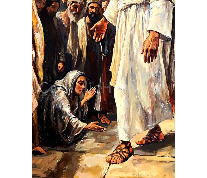 The Power of Faith, Jesus and the Sick Woman Printable Wall Art, Woman ...