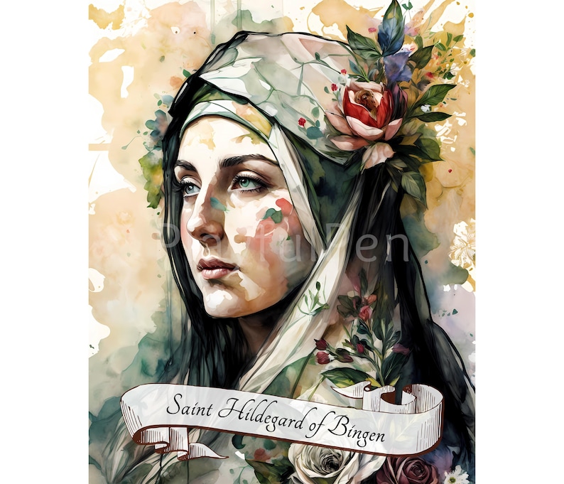 Saint Hildegard of Bingen Printable Wall Art Print, Digital Download ...