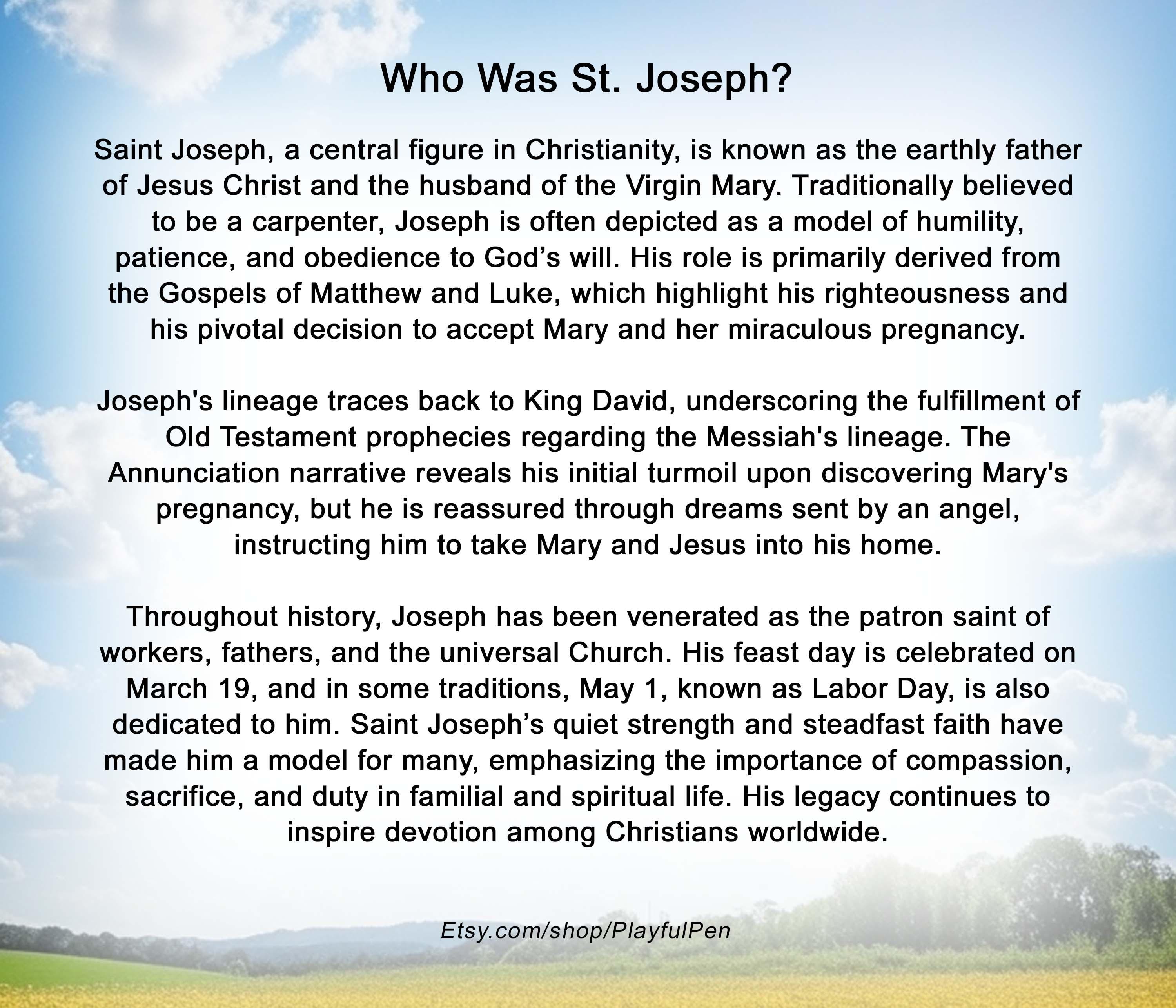 Saint Joseph Wall Art, Catholic Printable Poster Print, Christian ...