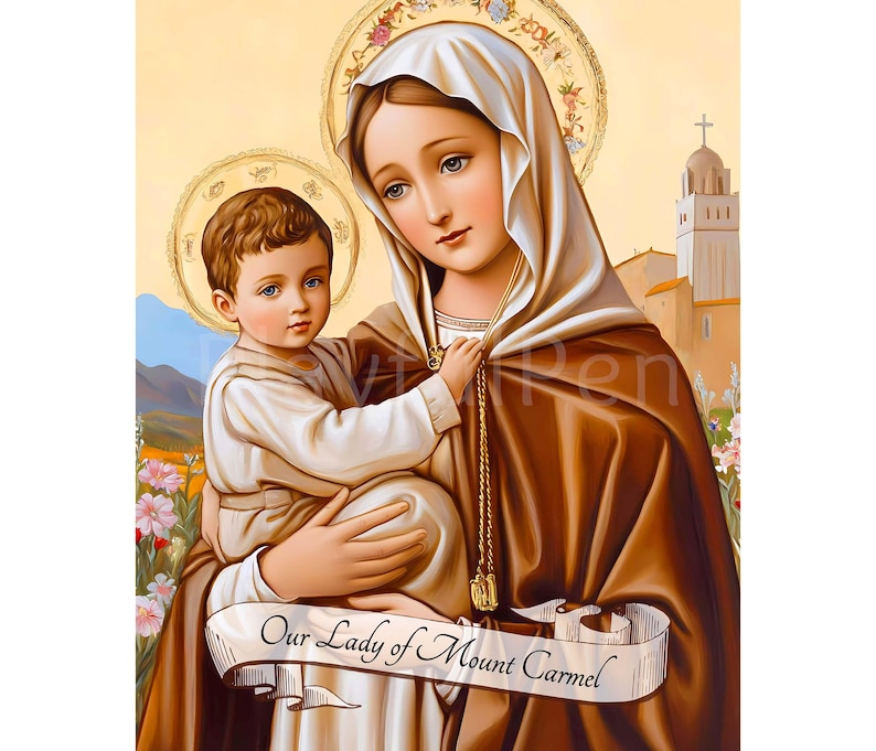 Our Lady of Mount Carmel Wall Art Printable, Carmelite Marian Devotion ...