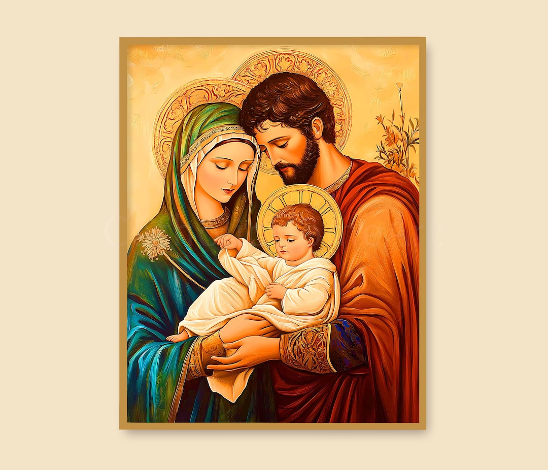 Holy Family Nativity Wall Art Printable Poster, Jesus Mary and Joseph ...