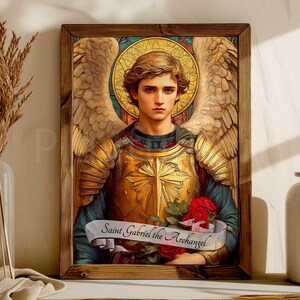 St Gabriel the Archangel Wall Art, Saint Gabriel Catholic Religious ...