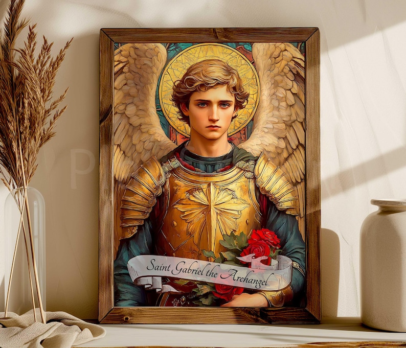 St Gabriel the Archangel Wall Art, Saint Gabriel Catholic Religious ...