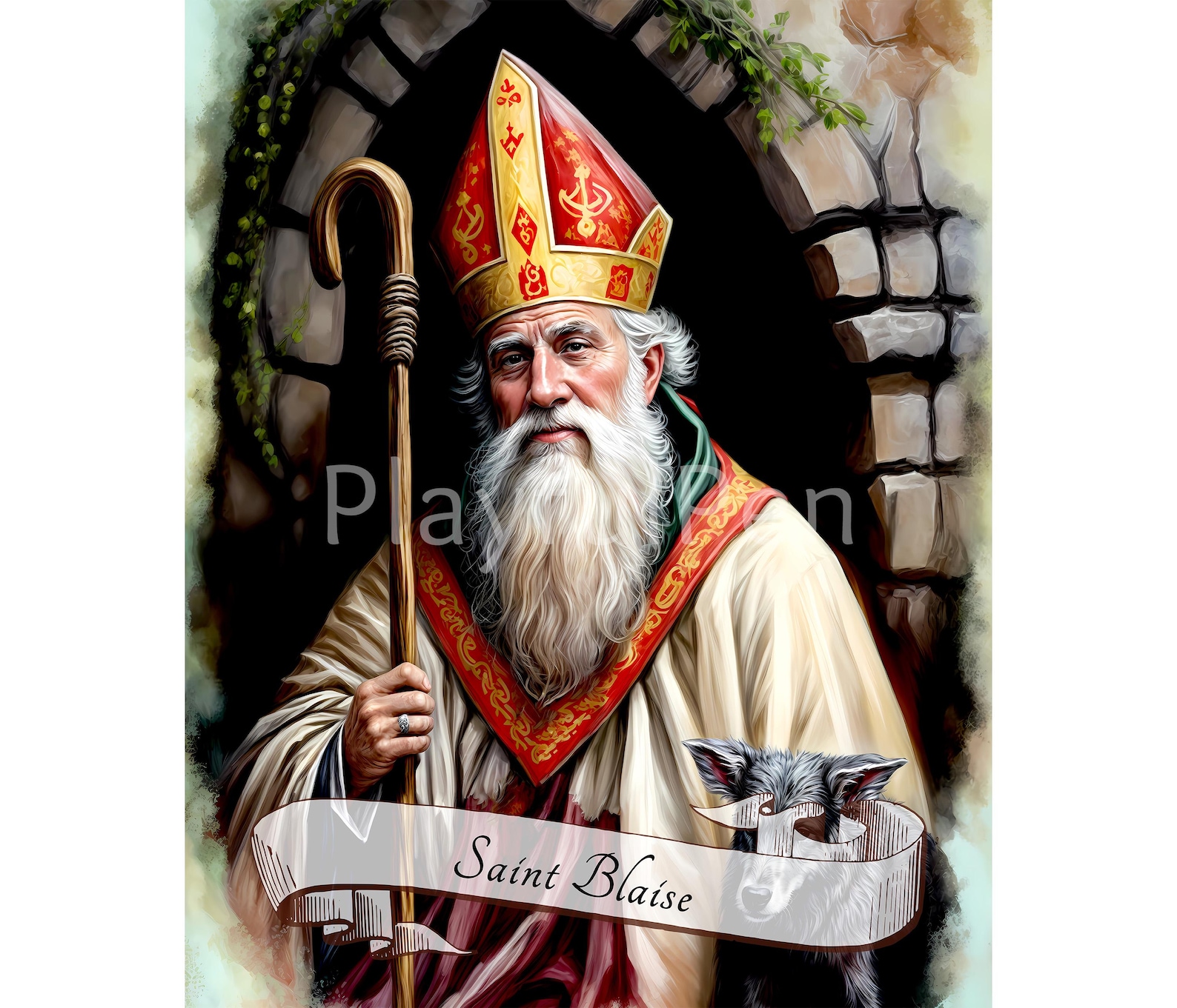 Saint Blaise Printable Wall Art Print, Digital Download Christian ...