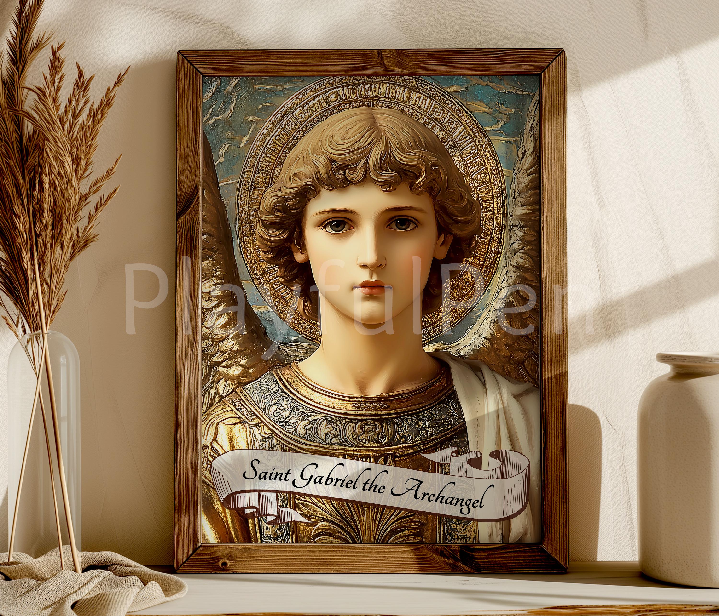 Saint Gabriel the Archangel Printable Wall Art, Catholic Poster ...