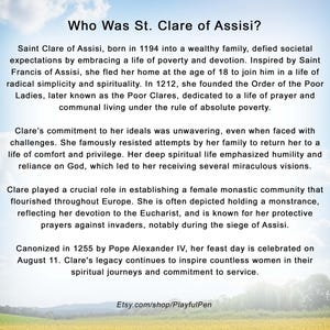 St Clare of Assisi Wall Art Printable, Franciscan Saints Christian ...