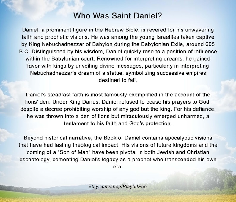 Daniel in the Lions Den Art Printable, Saint Daniel the Prophet ...