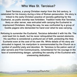 St Tarcisius Wall Art Printable Poster, Young Catholic Saint Art ...