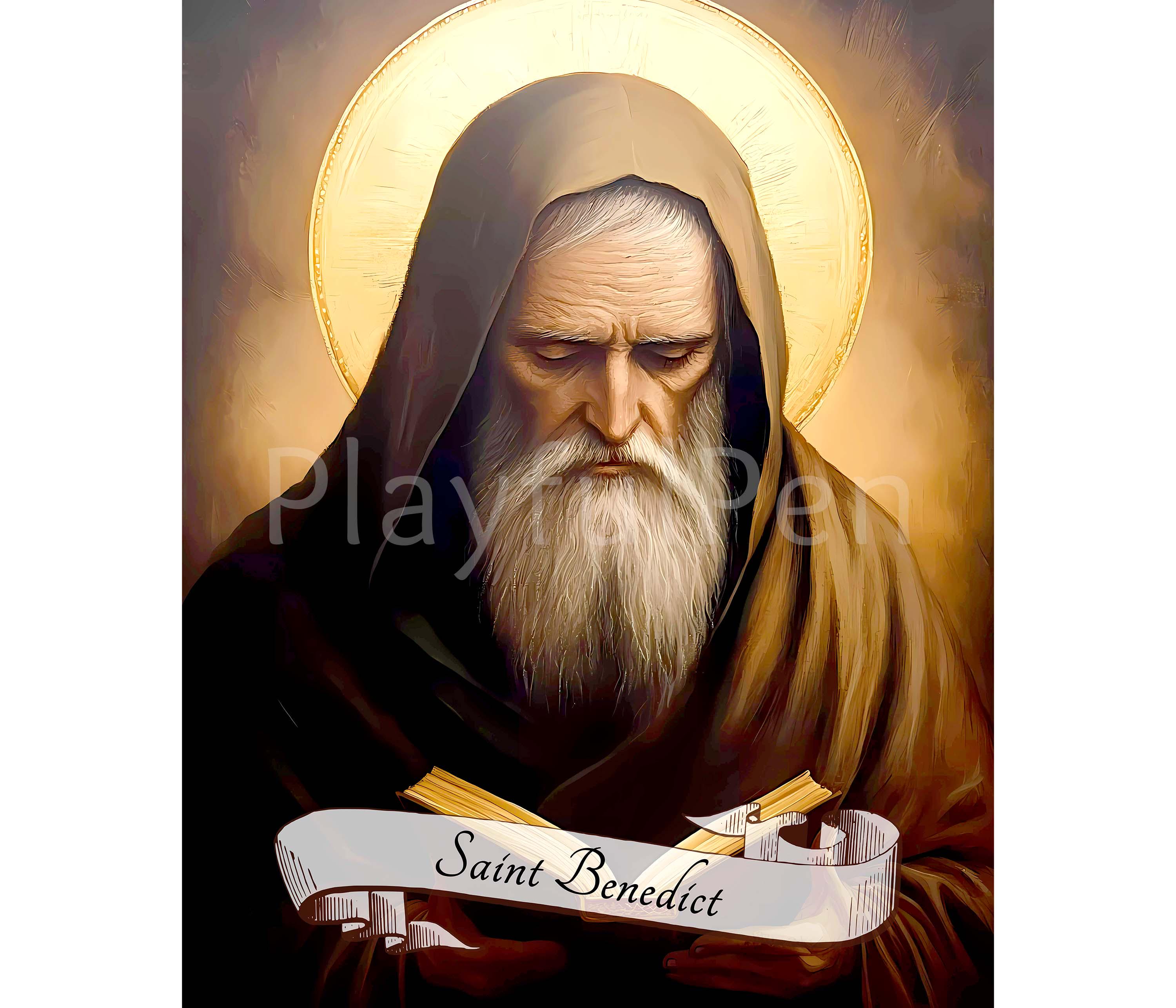 St Benedict of Nursia Wall Art Printable, Eastern Orthodox Religious ...