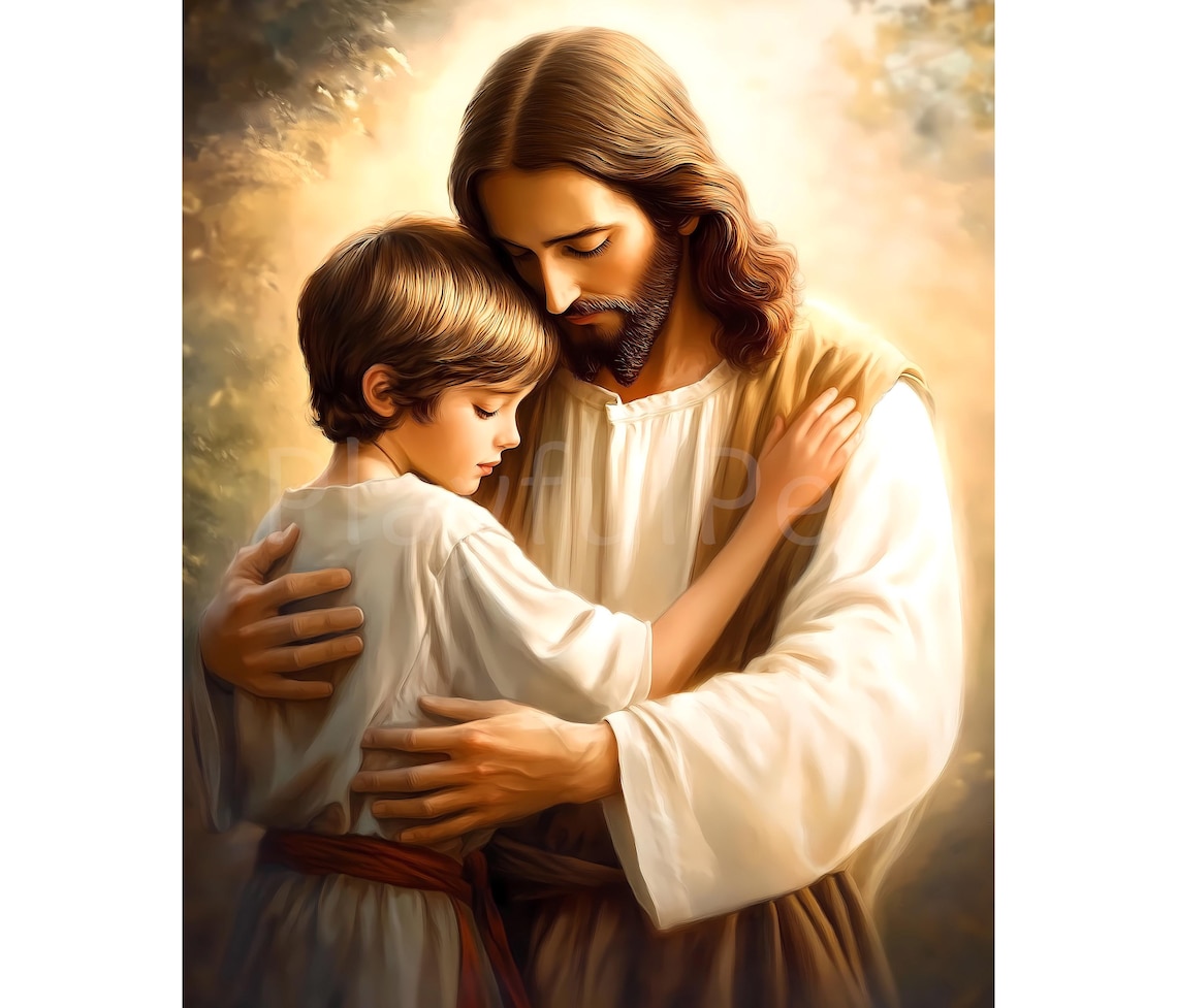 Jesus Hugging a Child Printable Poster, Jesus Hugging Boy Christian ...