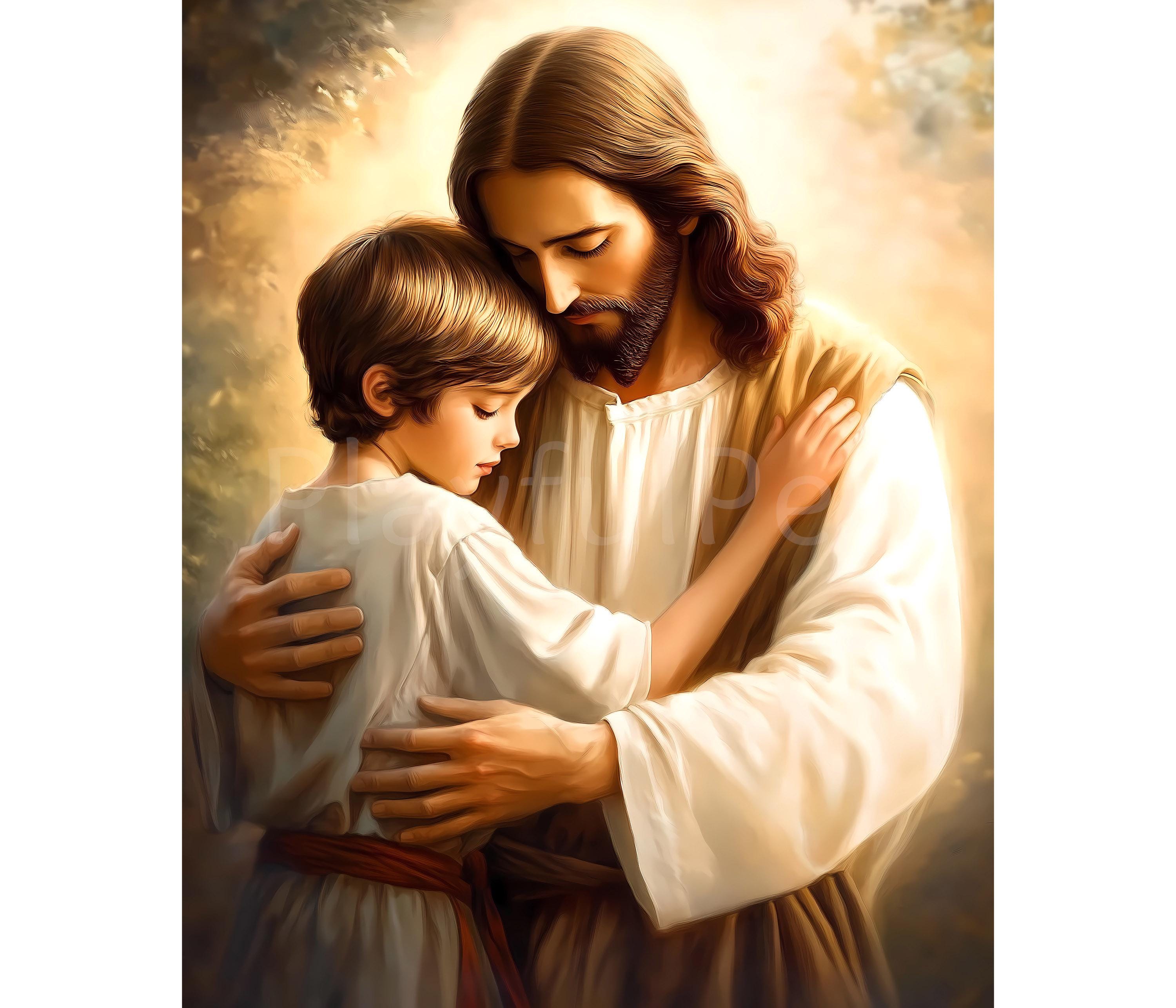 Jesus Hugging a Child Printable Poster, Jesus Hugging Boy Christian ...