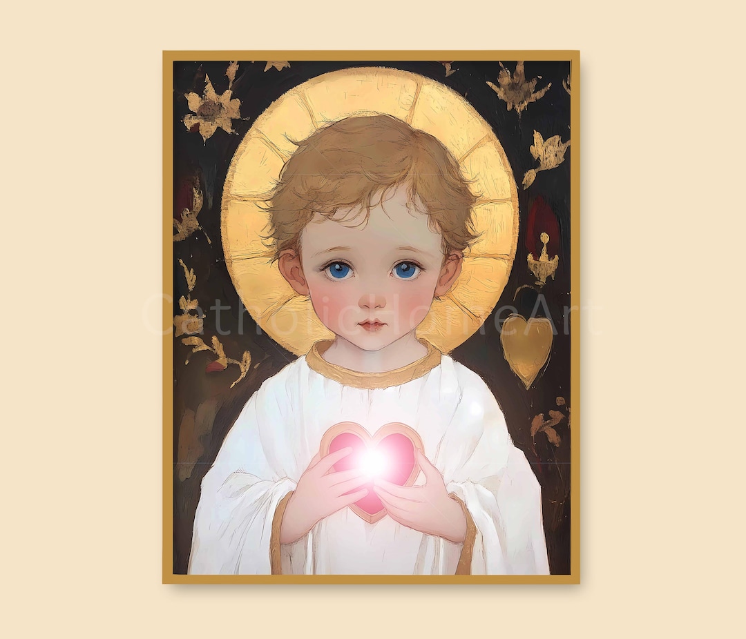 Sacred Heart of Jesus Wall Art Printable, Young Jesus Catholic Poster ...