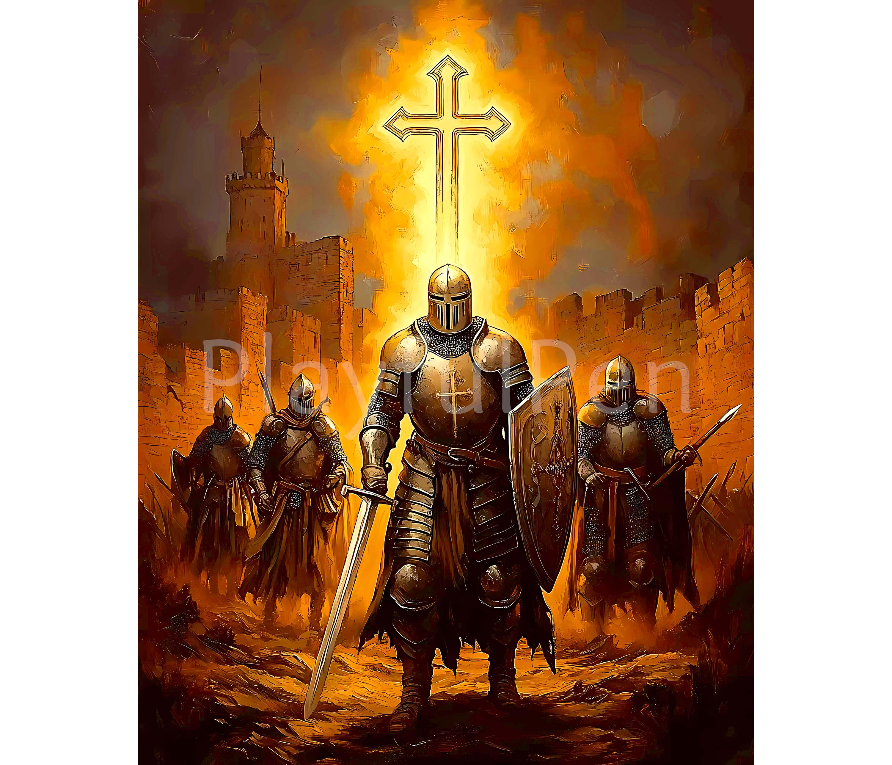 Christian Crusades Wall Art, Medieval Crusaders Catholic Poster Print ...
