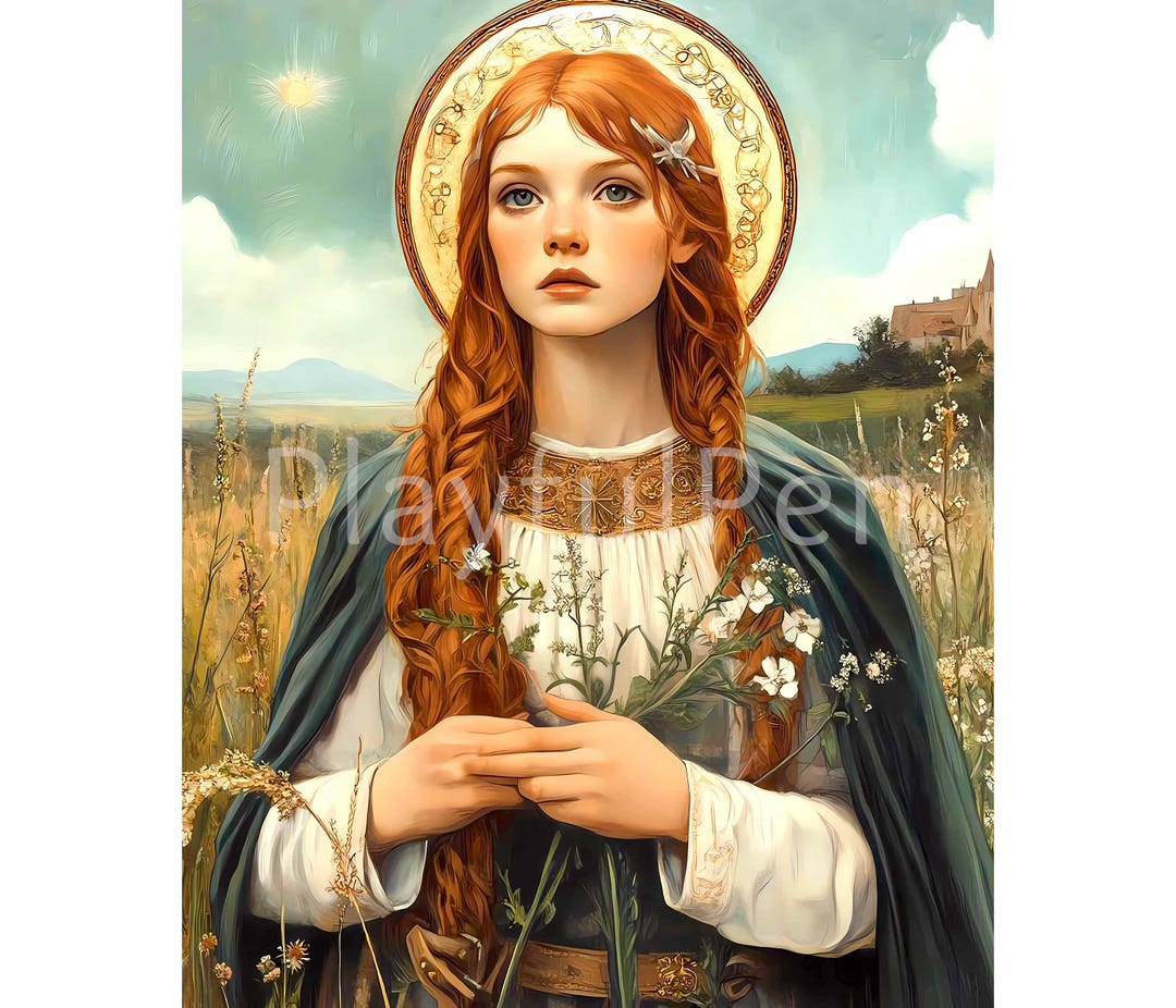 St Dymphna Printable Wall Art, Christian Saint Catholic Printable Poster Print, Traditional ...
