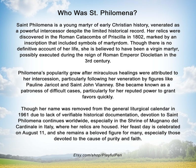 St Philomena Wall Art Printable, Saint Philomena Christian Devotion ...