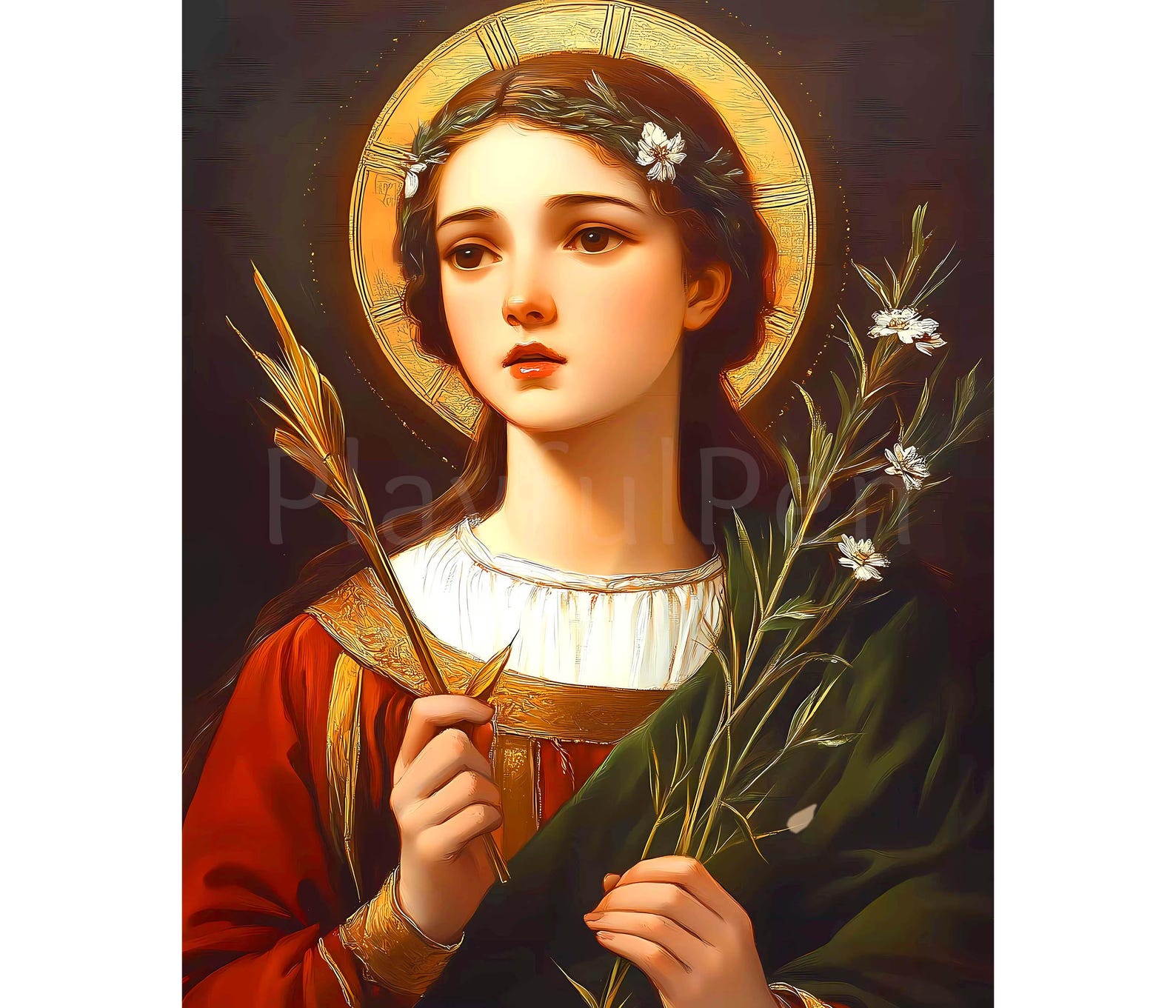 St Lucy Wall Art, Saint Lucia of Syracuse, Catholic Printable Poster ...