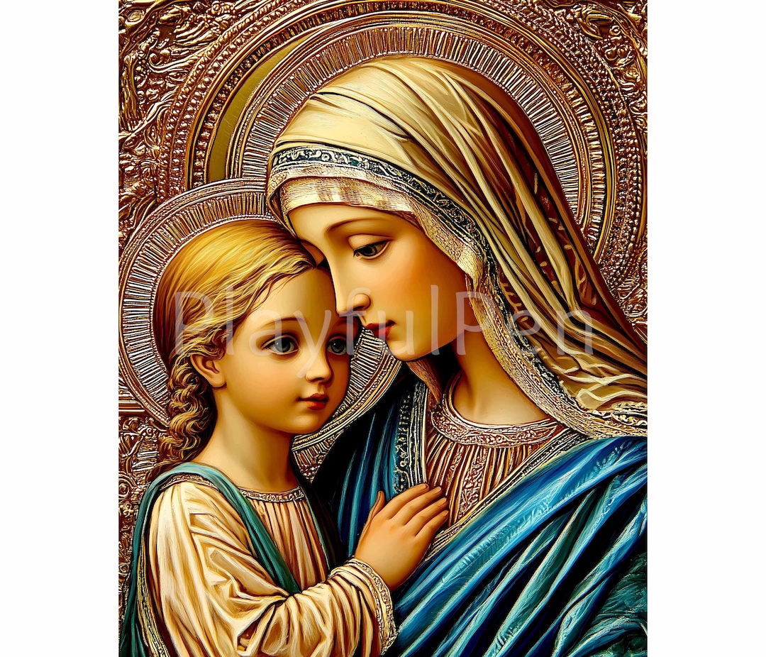 Saint Anne Mother of Mary Printable Wall Art Print, Holy Family Digital ...