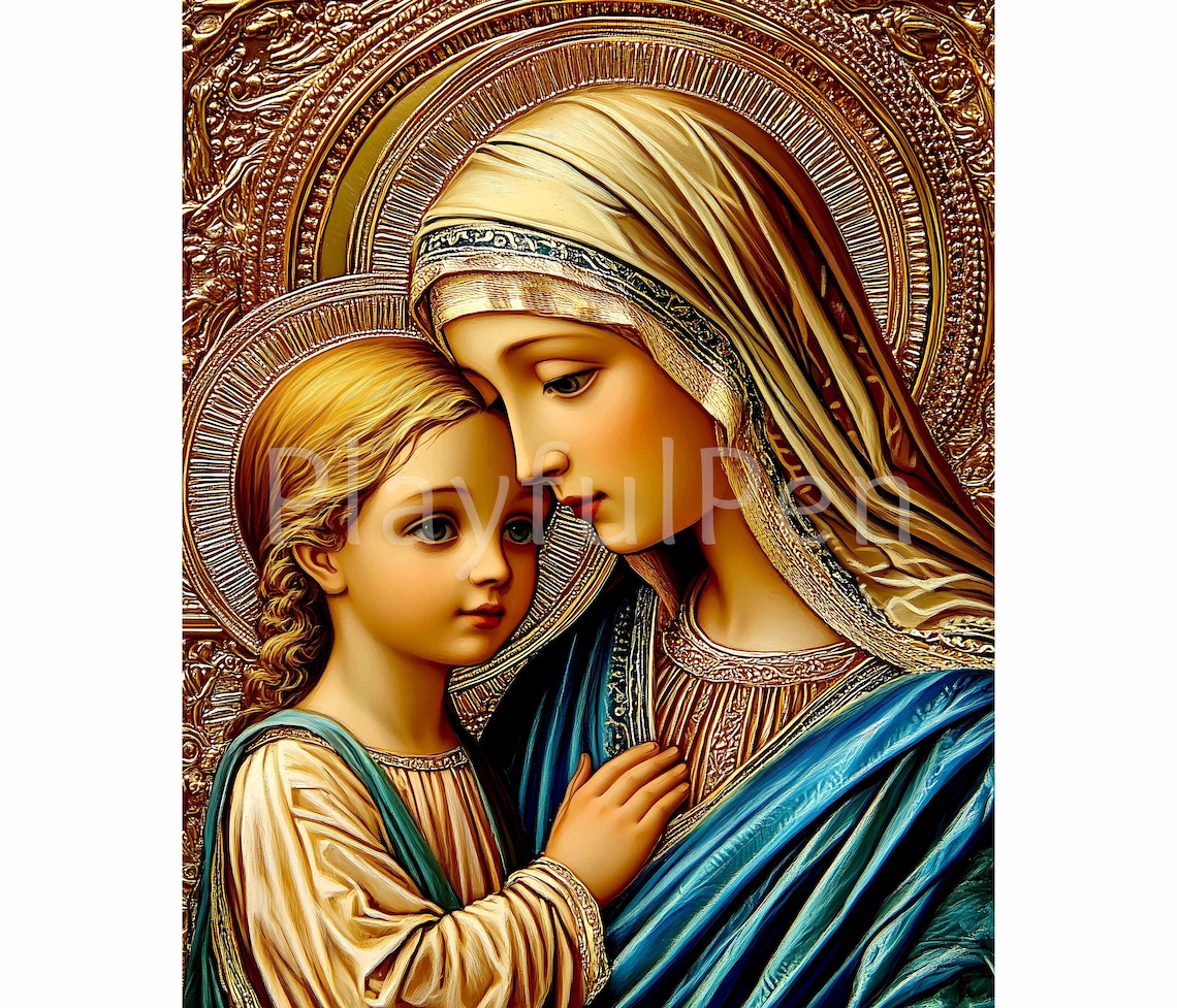 Saint Anne Mother of Mary Printable Wall Art Print, Holy Family Digital ...