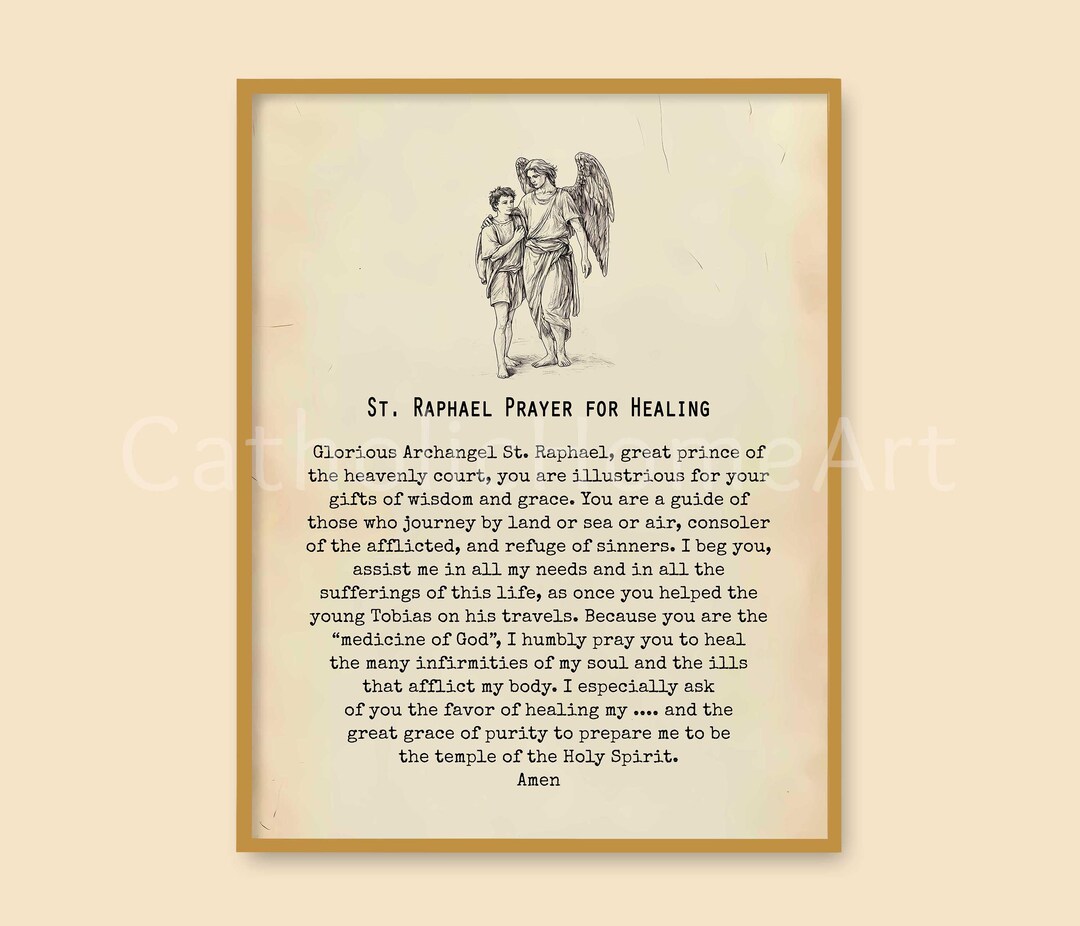 St Raphael Prayer for Healing Wall Art Printable, Prayer to Saint ...