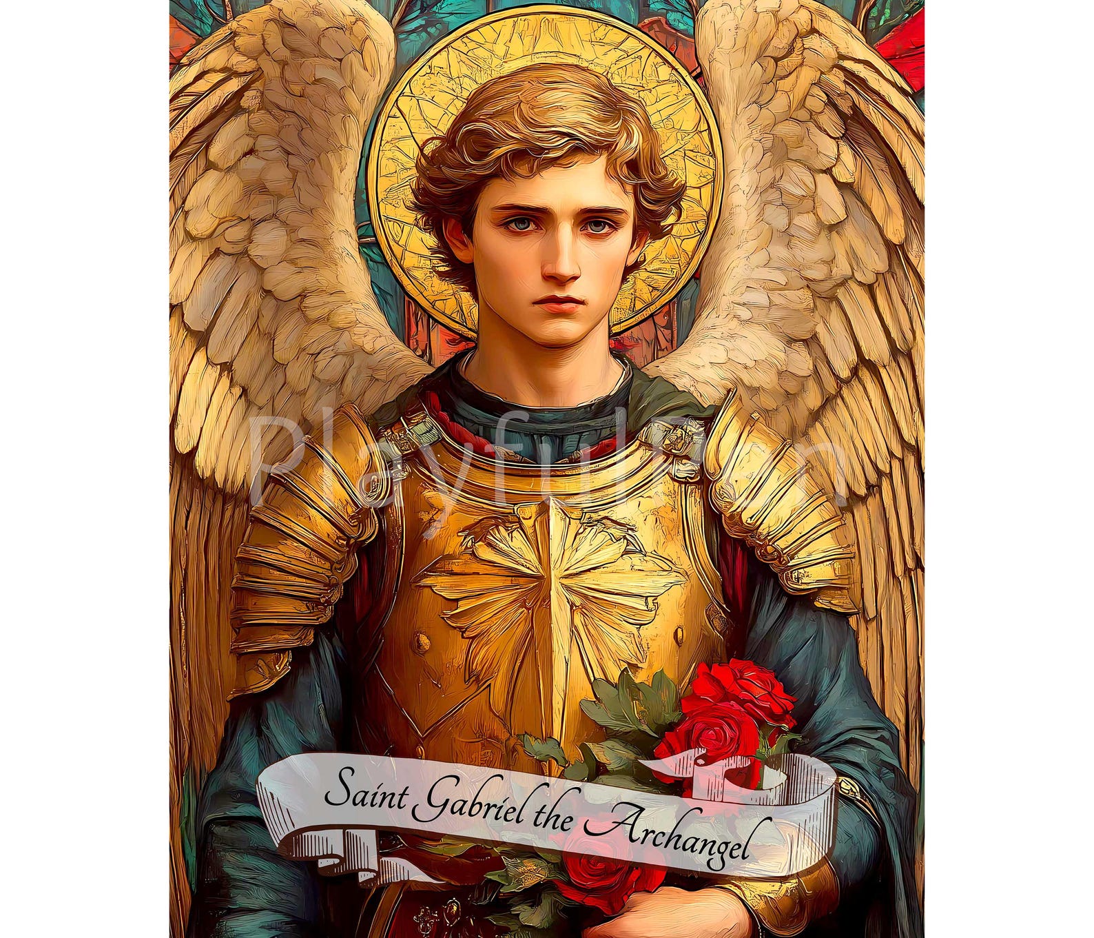St Gabriel the Archangel Wall Art, Saint Gabriel Catholic Religious ...