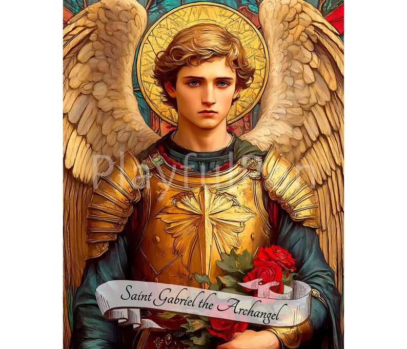 St Gabriel the Archangel Wall Art, Saint Gabriel Catholic Religious ...