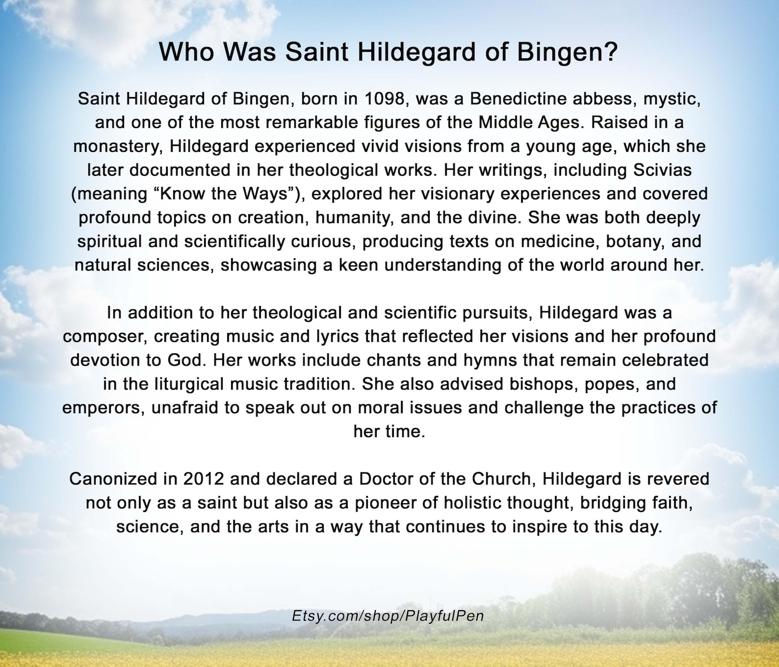 St Hildegard of Bingen Wall Art Printable , Saint Hildegard Von Bingen ...