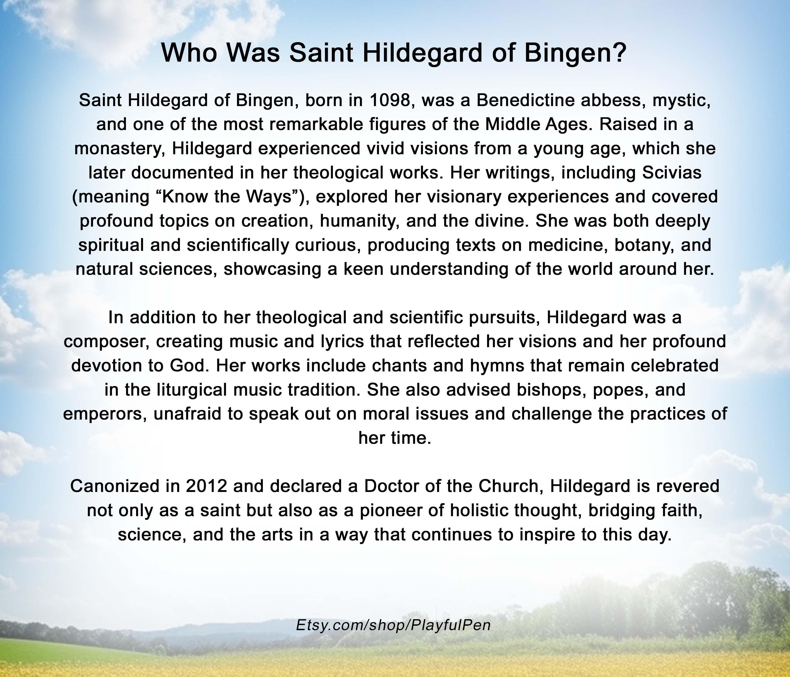 St Hildegard of Bingen Wall Art Printable , Saint Hildegard Von Bingen ...