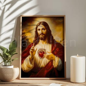 Sacred Heart of Jesus Printable Poster, Jesus Christ Wall Art ...