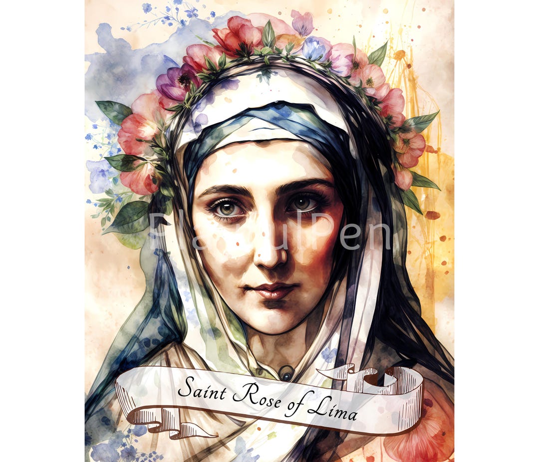 Saint Rose of Lima Printable Wall Art, Catholic Poster Print, Religious ...