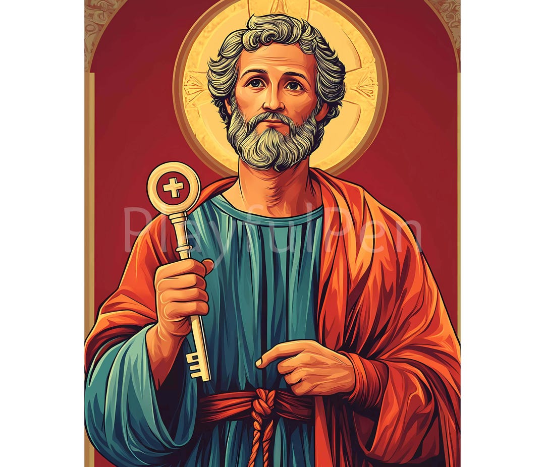 Keys of Saint Peter Printable Wall Art, St Peter Holding the Key to the ...