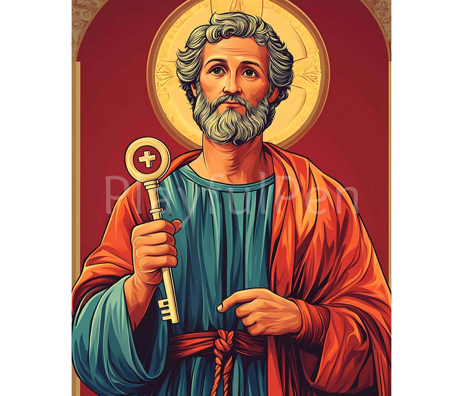 Keys of Saint Peter Printable Wall Art, St Peter Holding the Key to the ...