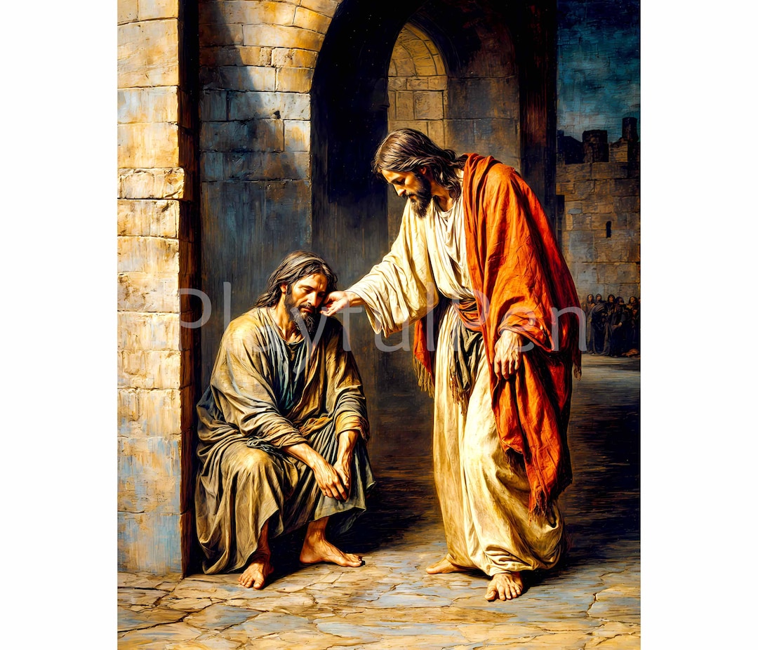 Jesus Helping People Wall Art Printable, Jesus Helping Picture Catholic ...