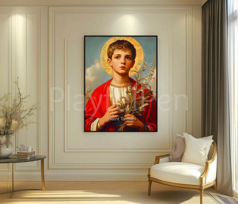 Póster imprimible de arte mural de San Tarsicio, arte de santo católico ...