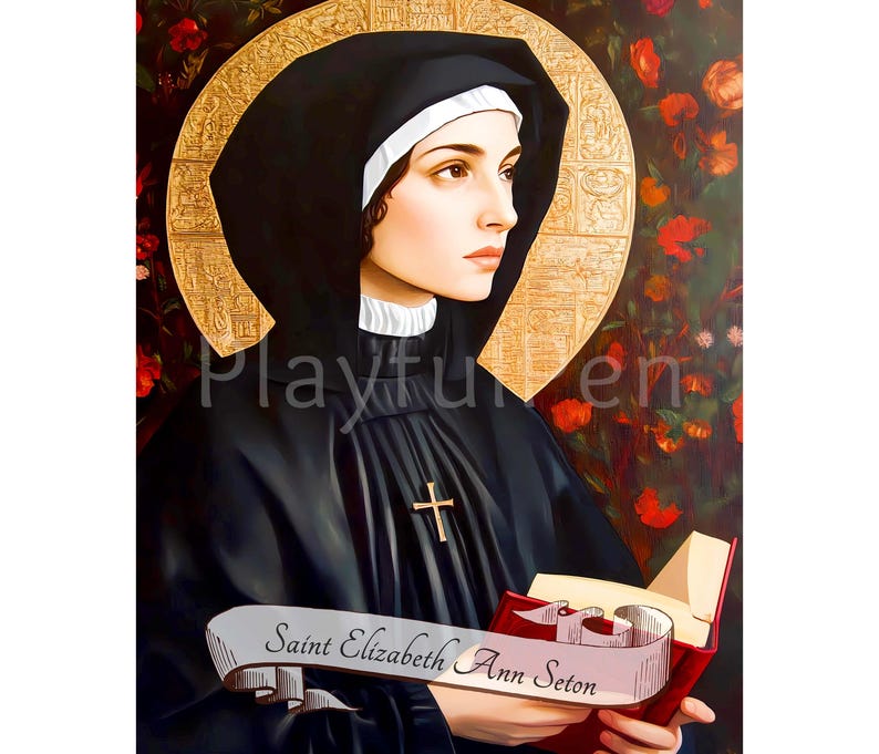 Saint Elizabeth Ann Seton Wall Art, St Mother Seton Art Print, Catholic ...