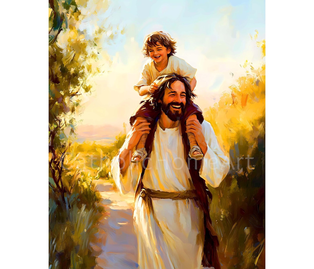 Jesus With a Child Wall Art Printable Poster, Jesus With a Boy Art ...