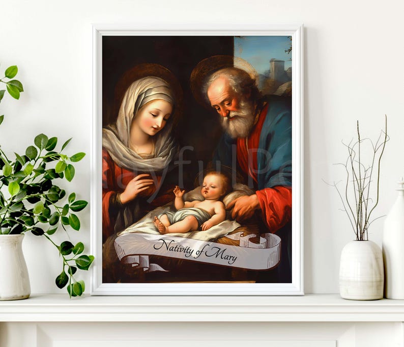 Nativity of Mary Wall Art Printable Poster, Birth of Mary With St Anne ...